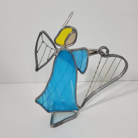 unbranded | Accents | Vintage Stained Glass Iridescent Blue Christmas ...